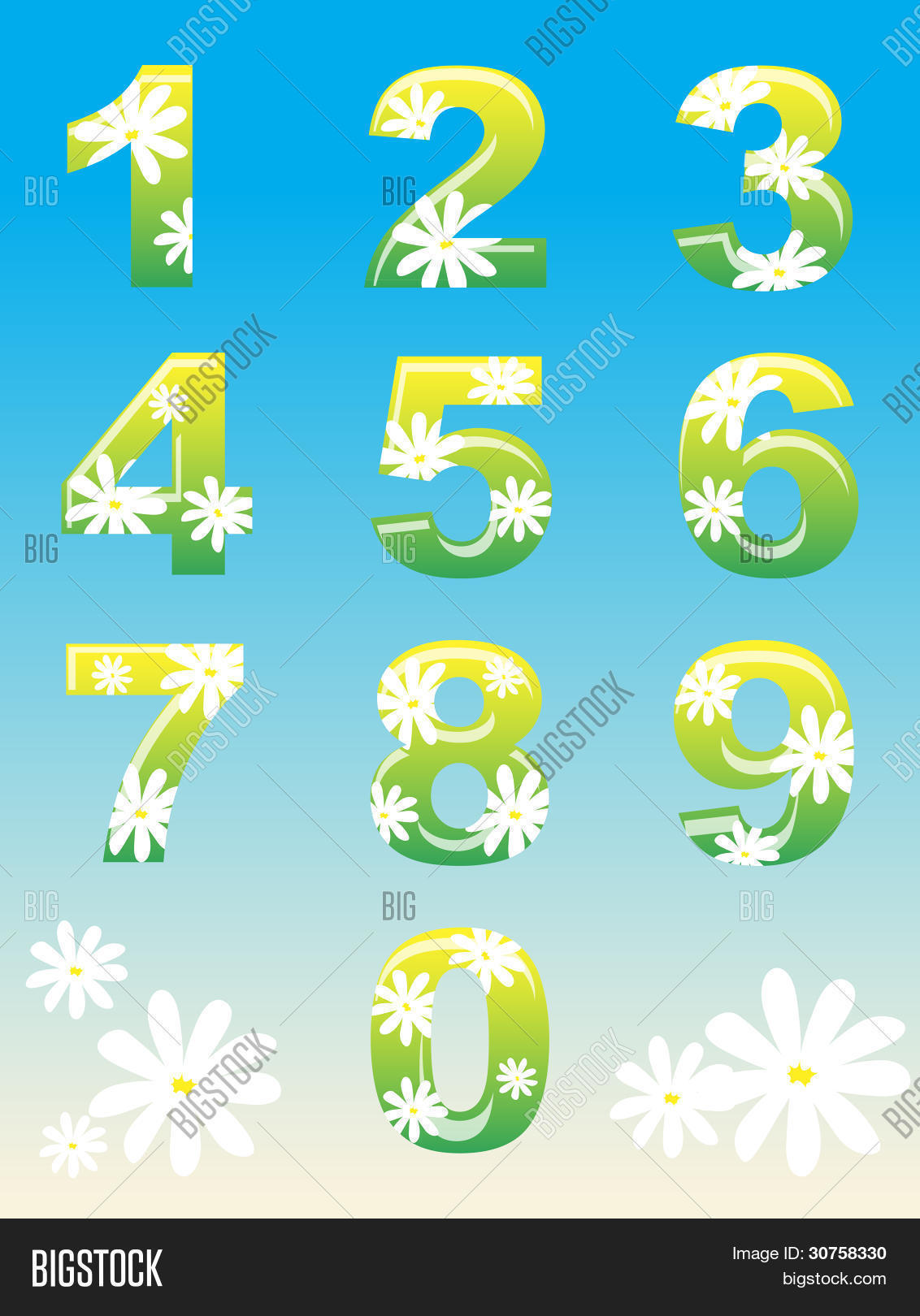 Set Numbers Spring Vector & Photo (Free Trial) | Bigstock