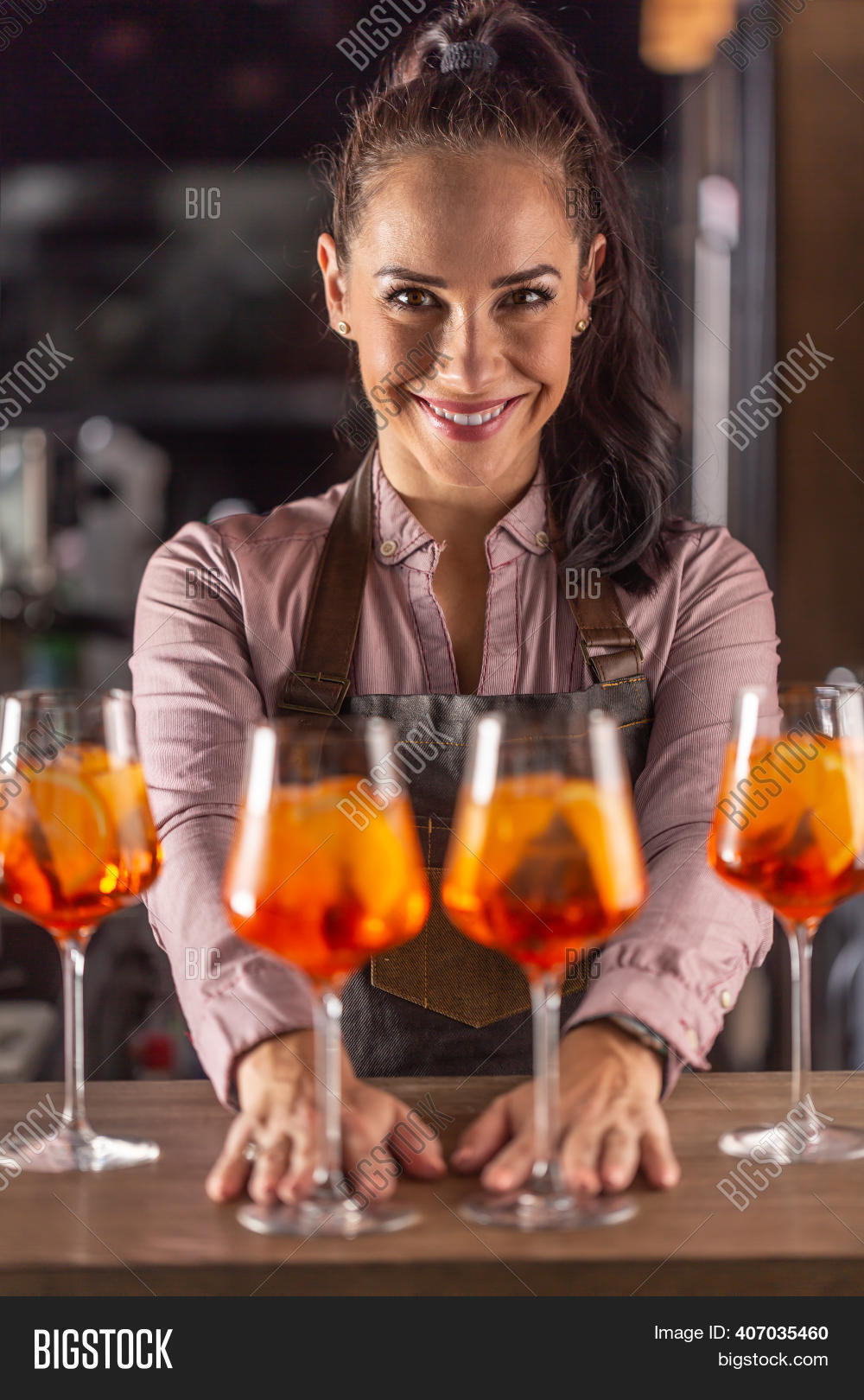 Barmaid Offers Aperol Image & Photo (Free Trial) | Bigstock