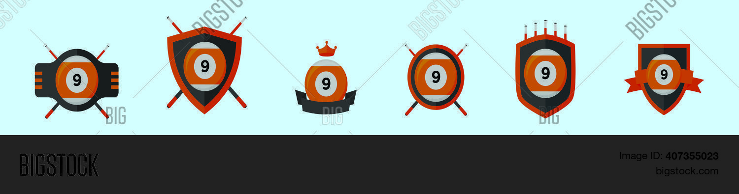 Set 9 Ball Logo Vector & Photo (Free Trial) | Bigstock