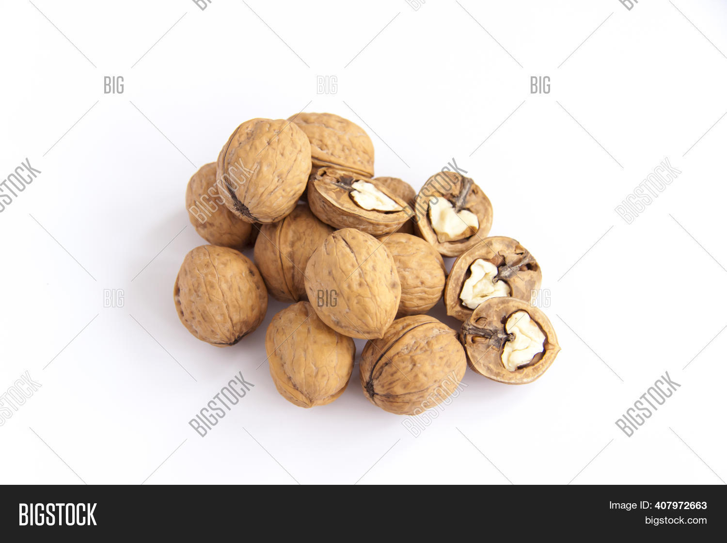 Walnuts Shell On White Image & Photo (Free Trial) | Bigstock