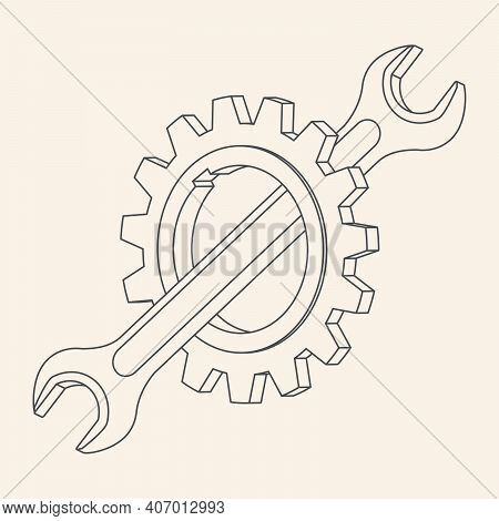 Gear Spanner Icon. 3d Vector & Photo (Free Trial) | Bigstock