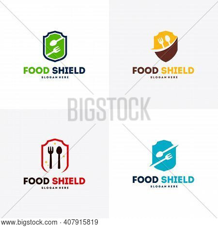 Set Food Shield Logo Vector & Photo (Free Trial) | Bigstock