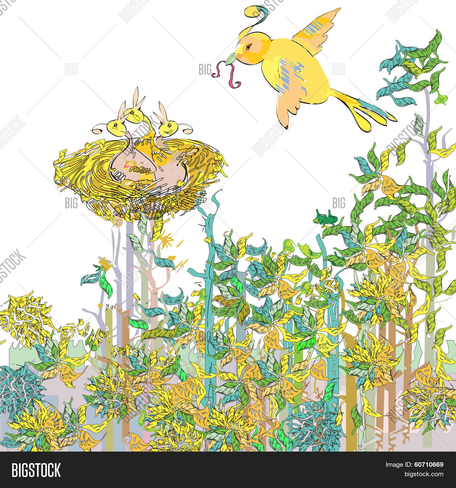 Bird Feeding Chicks Vector & Photo (Free Trial) | Bigstock