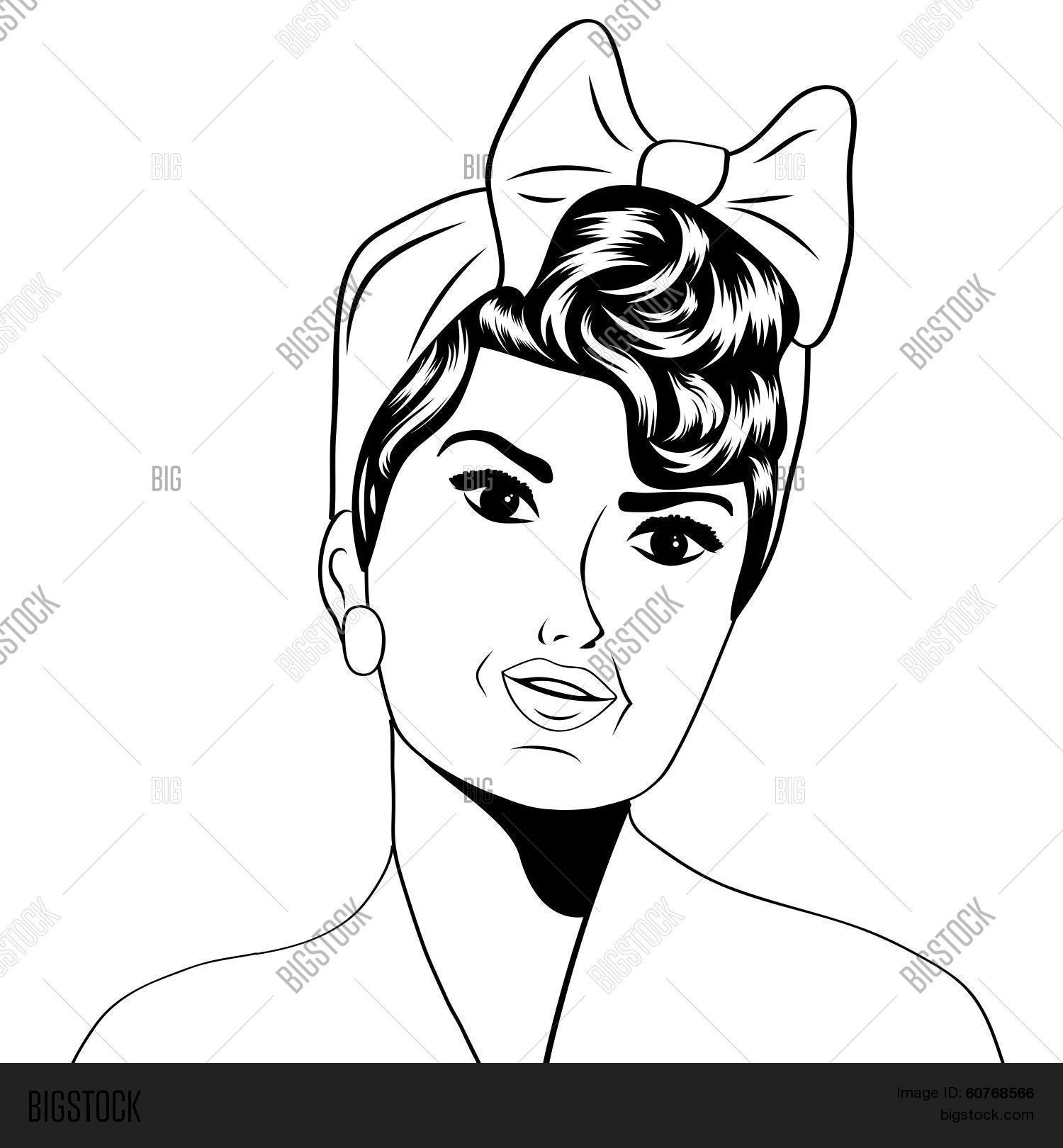 Cute Retro Woman Vector & Photo (Free Trial) | Bigstock