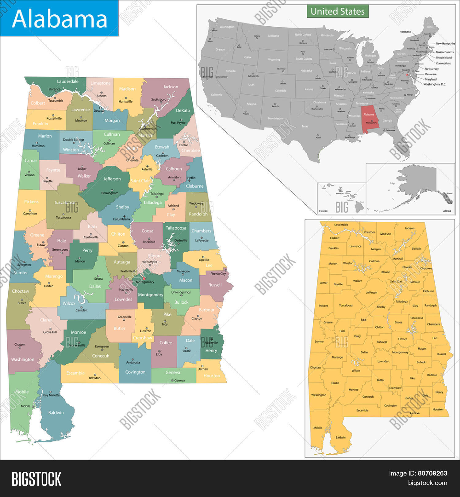Map Alabama State Image & Photo (Free Trial) | Bigstock