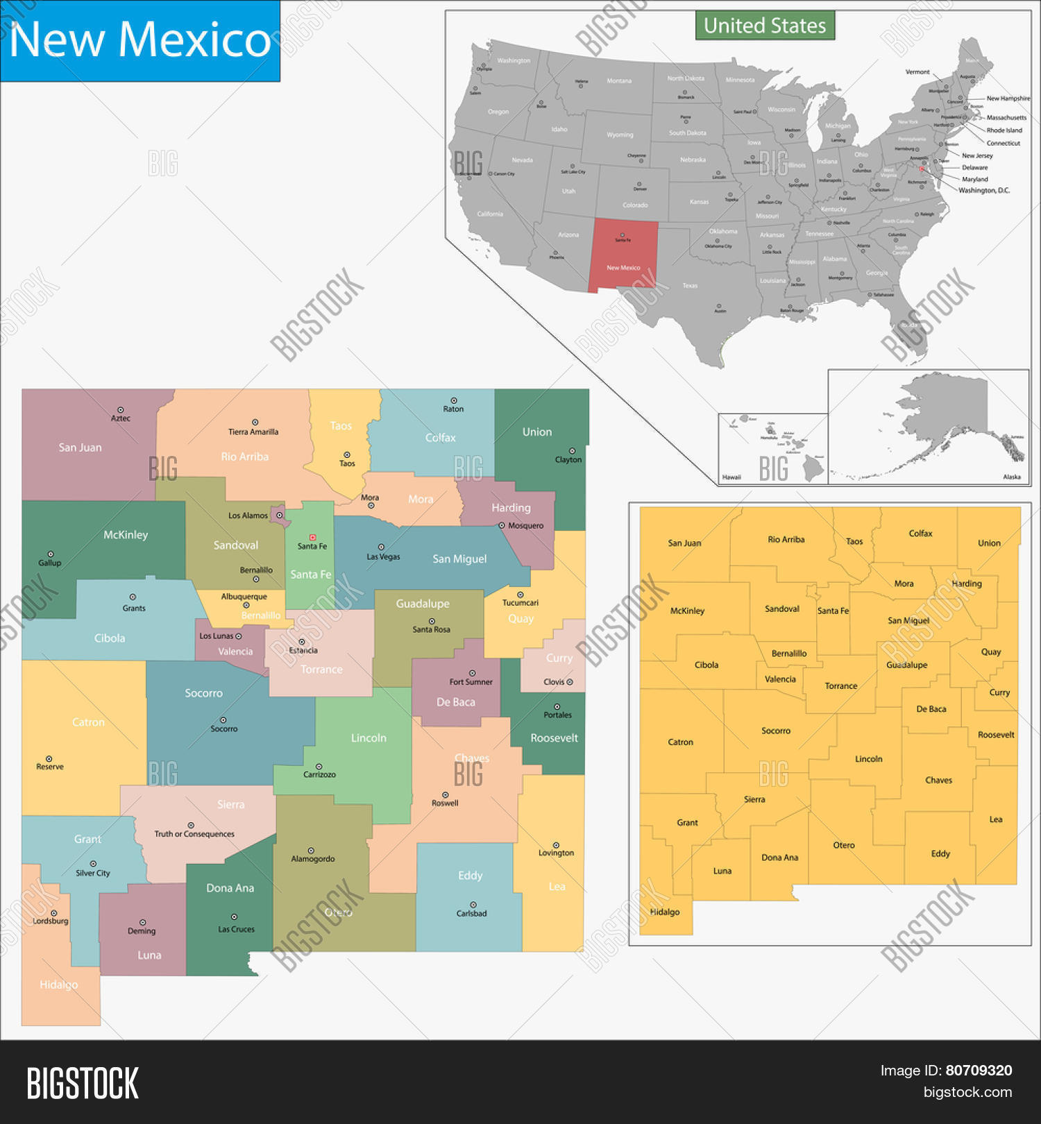 Map New Mexico State Image & Photo (Free Trial) | Bigstock