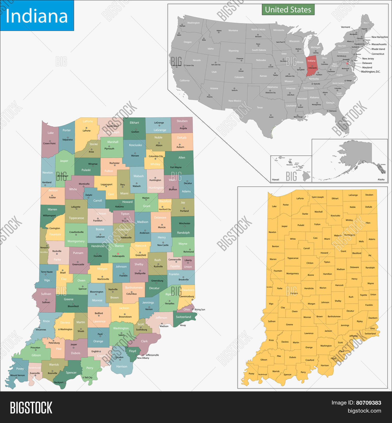 Map Indiana State Image & Photo (Free Trial) | Bigstock