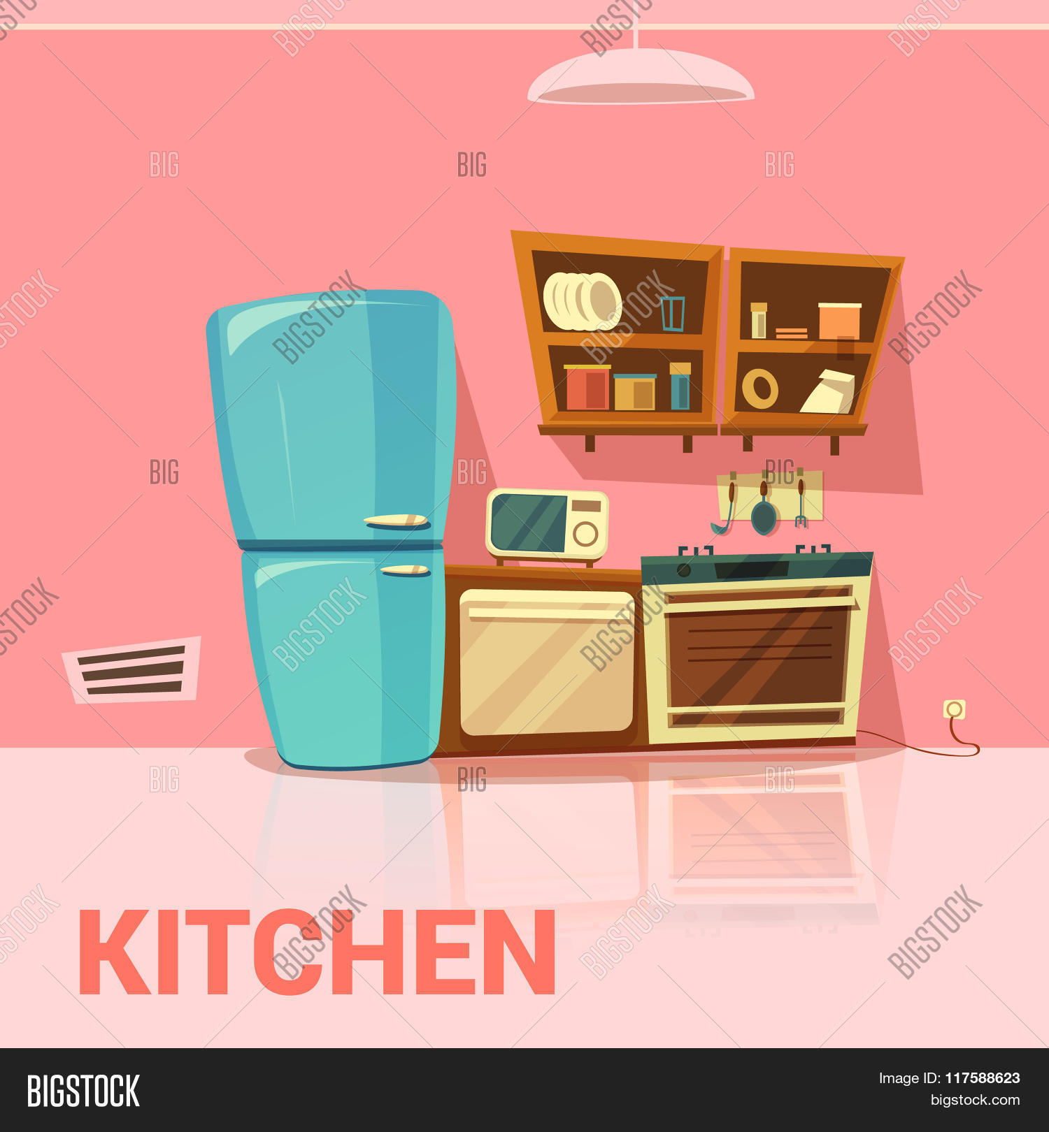 Kitchen Retro Design Vector & Photo (Free Trial) | Bigstock