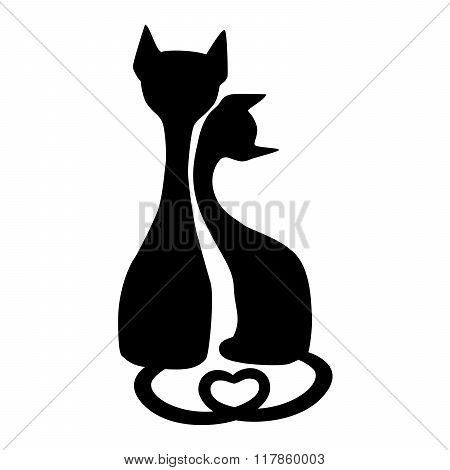 Silhouettes Two Cats Vector & Photo (Free Trial) | Bigstock