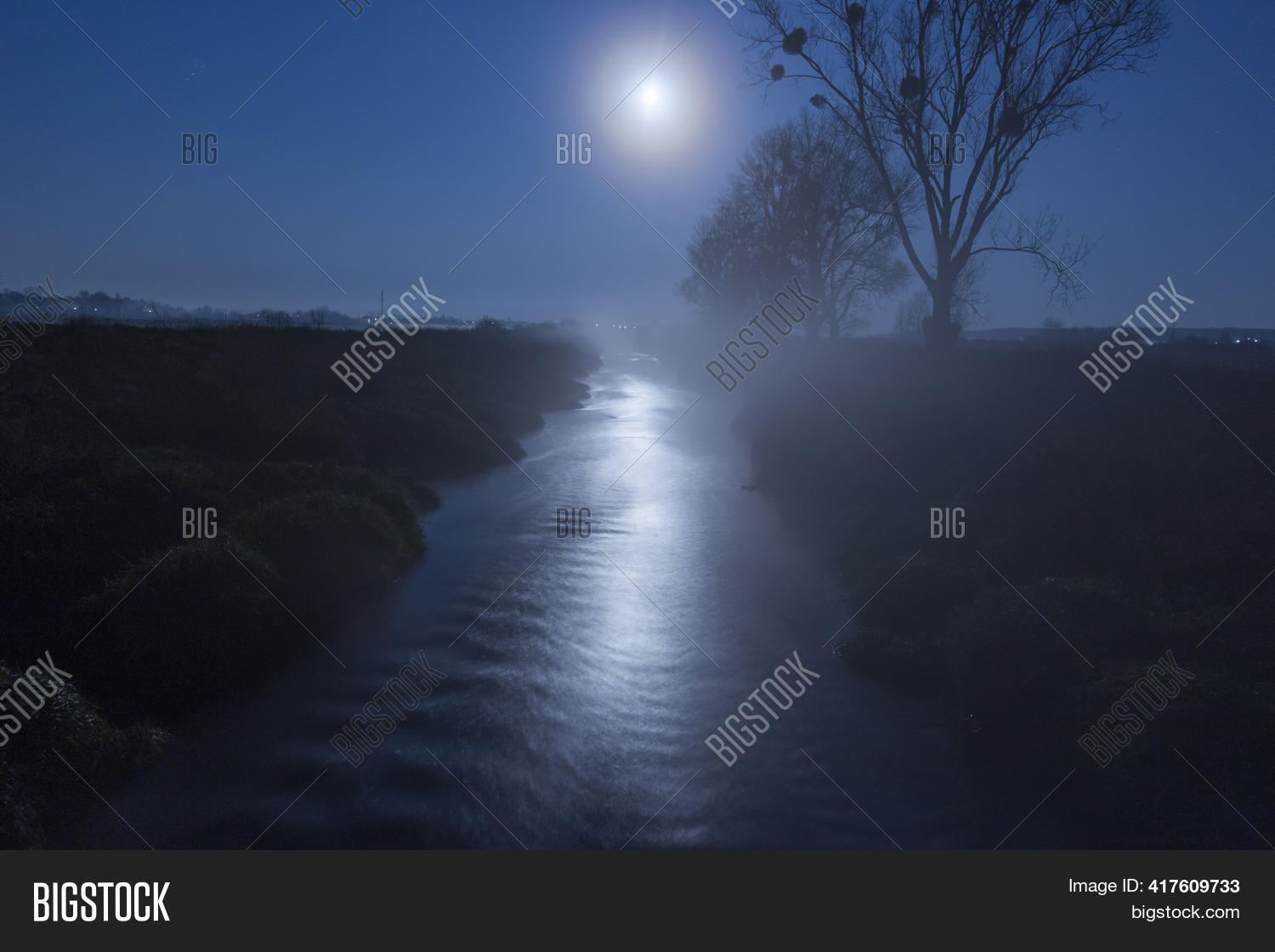 Moonlight Night River Image & Photo (Free Trial) | Bigstock