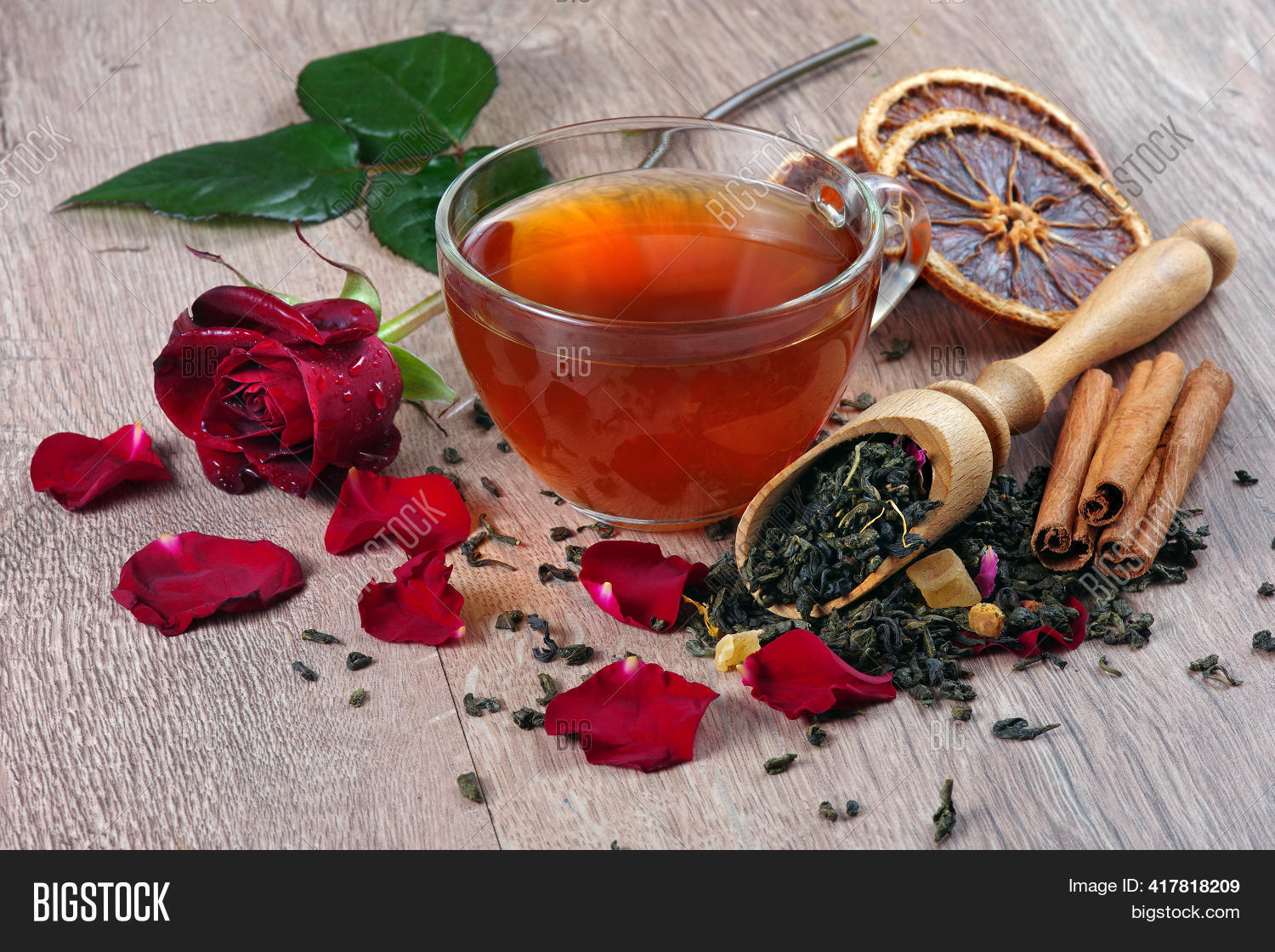 Cup Green Tea Red Rose Image & Photo (Free Trial) | Bigstock