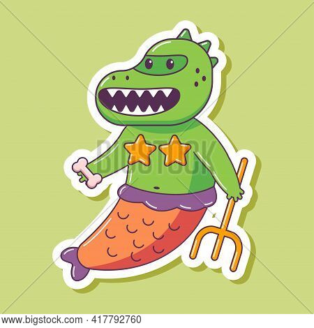 Cute Mermaid Dino Vector & Photo (Free Trial) | Bigstock