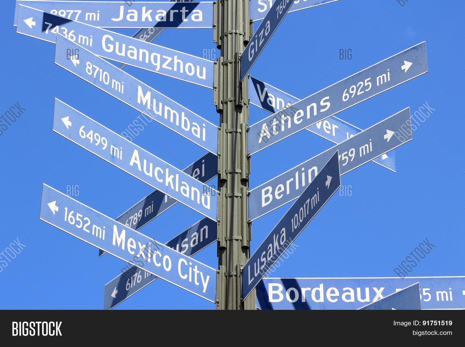 City Distance Sign Image & Photo (Free Trial) | Bigstock