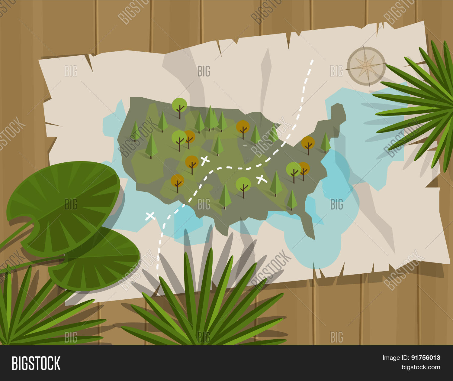 Jungle Map America Vector & Photo (Free Trial) | Bigstock