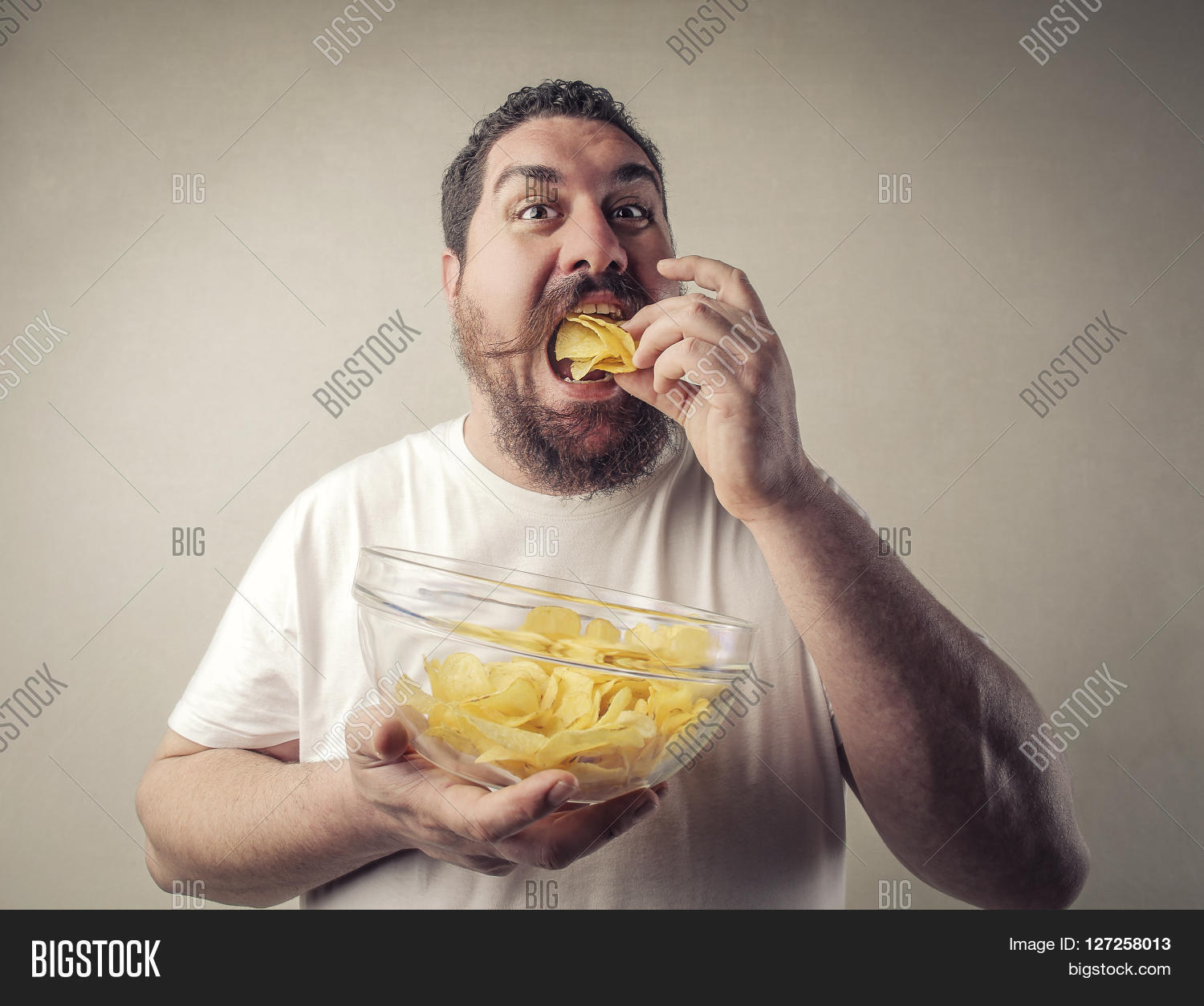 Fat Man Eating Potato Image & Photo (Free Trial) | Bigstock