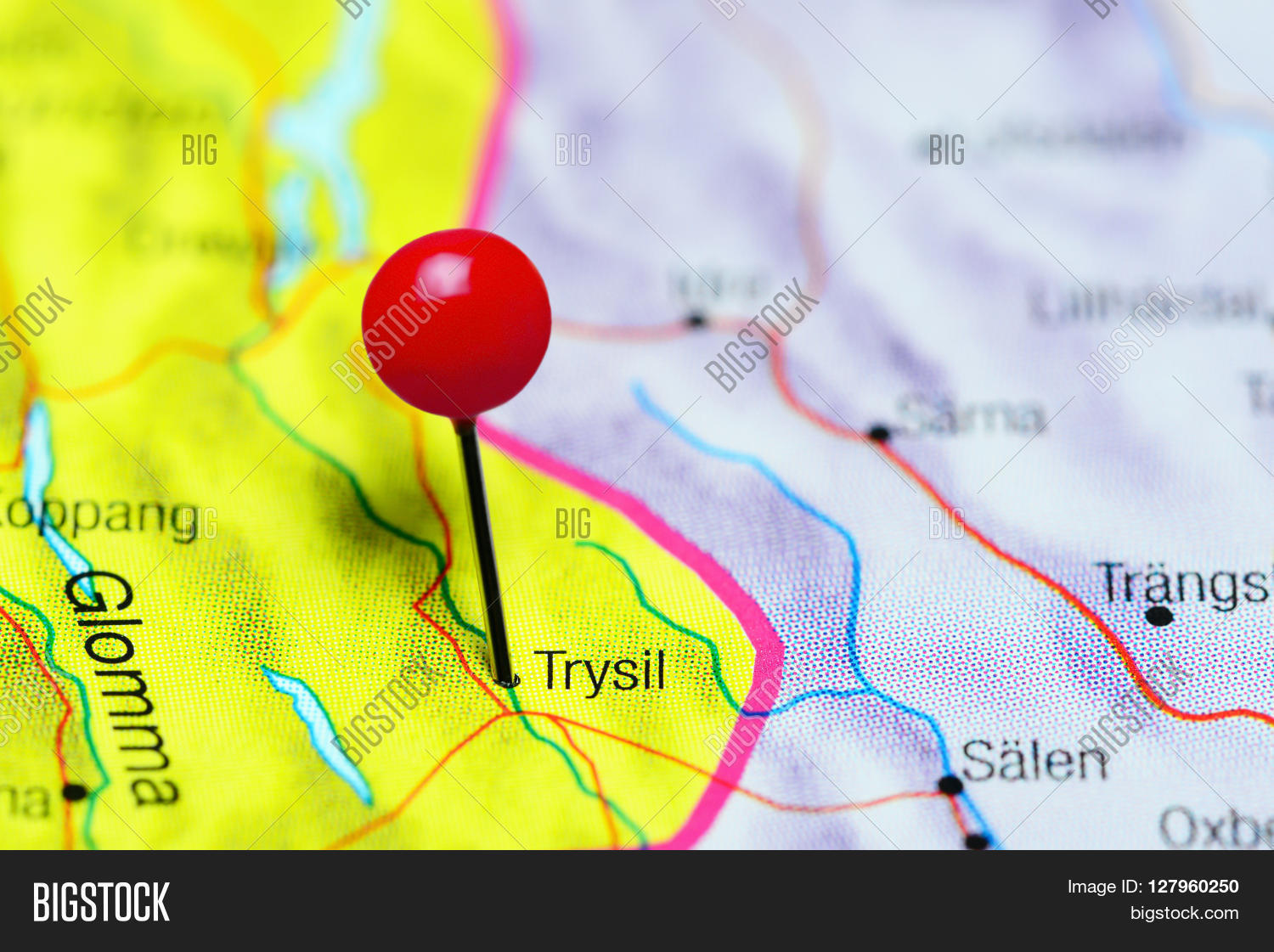 Trysil Pinned On Map Image & Photo (Free Trial) | Bigstock