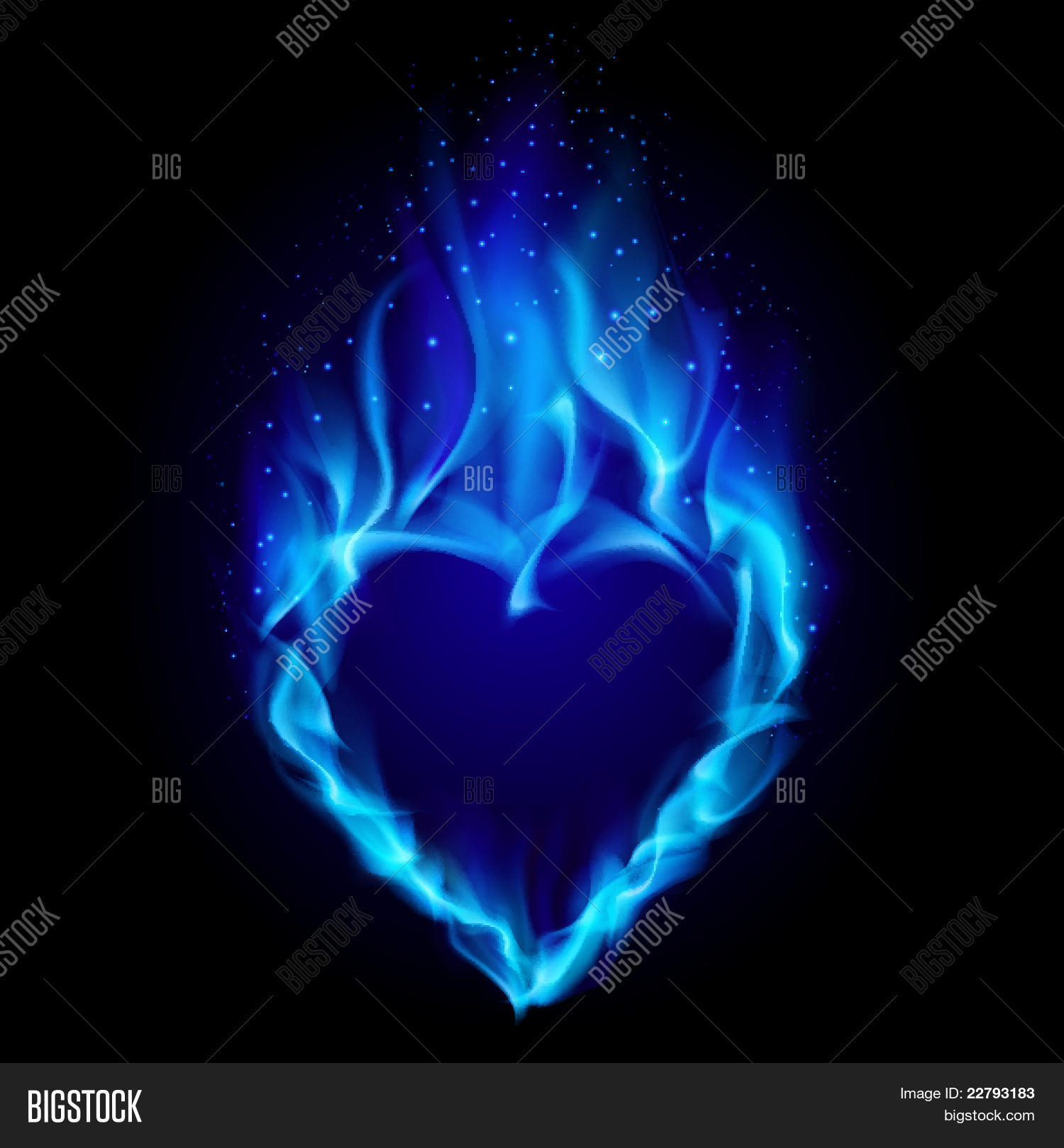 Heart Blue Fire Vector & Photo (Free Trial) | Bigstock