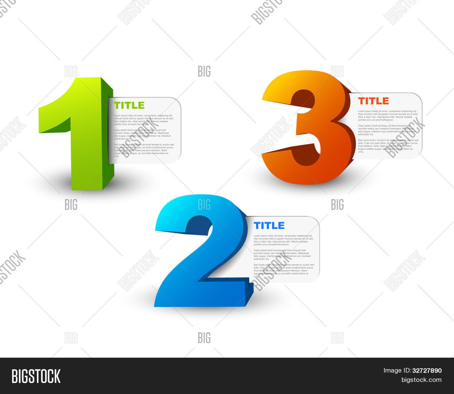 One Two Three - 3D Vector & Photo (Free Trial) | Bigstock