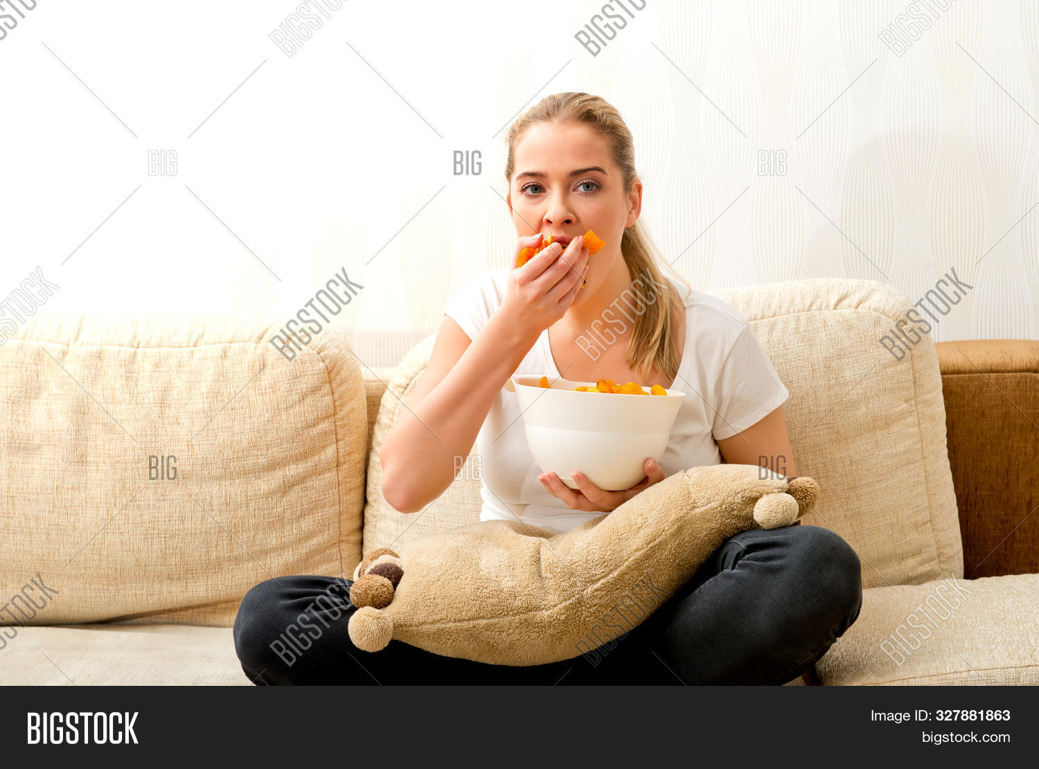 Woman Eating Chips Image & Photo (Free Trial) | Bigstock