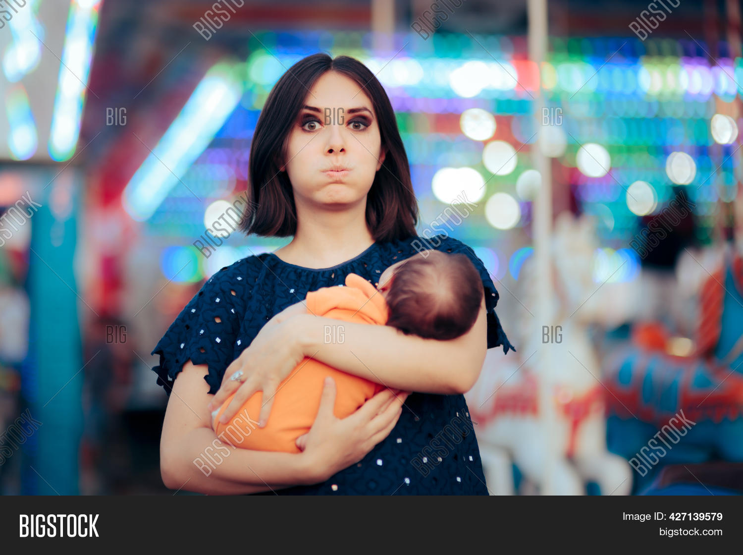 Stressed Mom Holding Image & Photo (Free Trial) | Bigstock