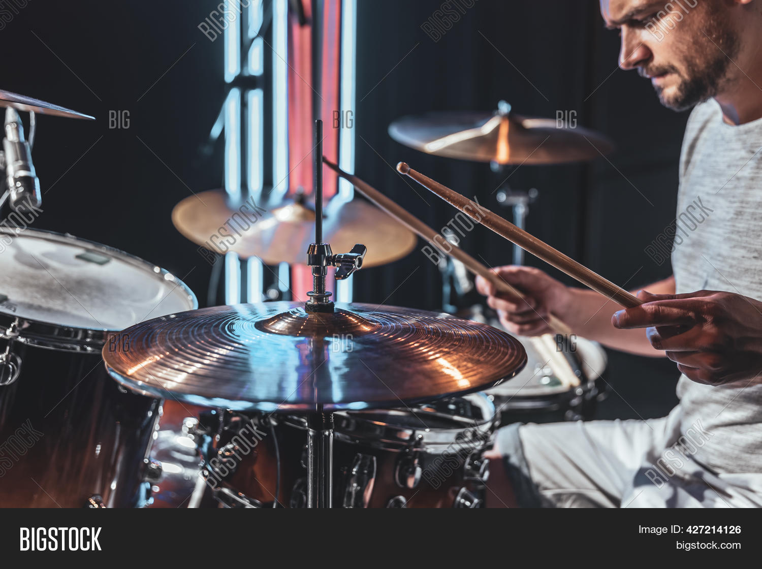 Male Drummer Playing Image & Photo (Free Trial) | Bigstock