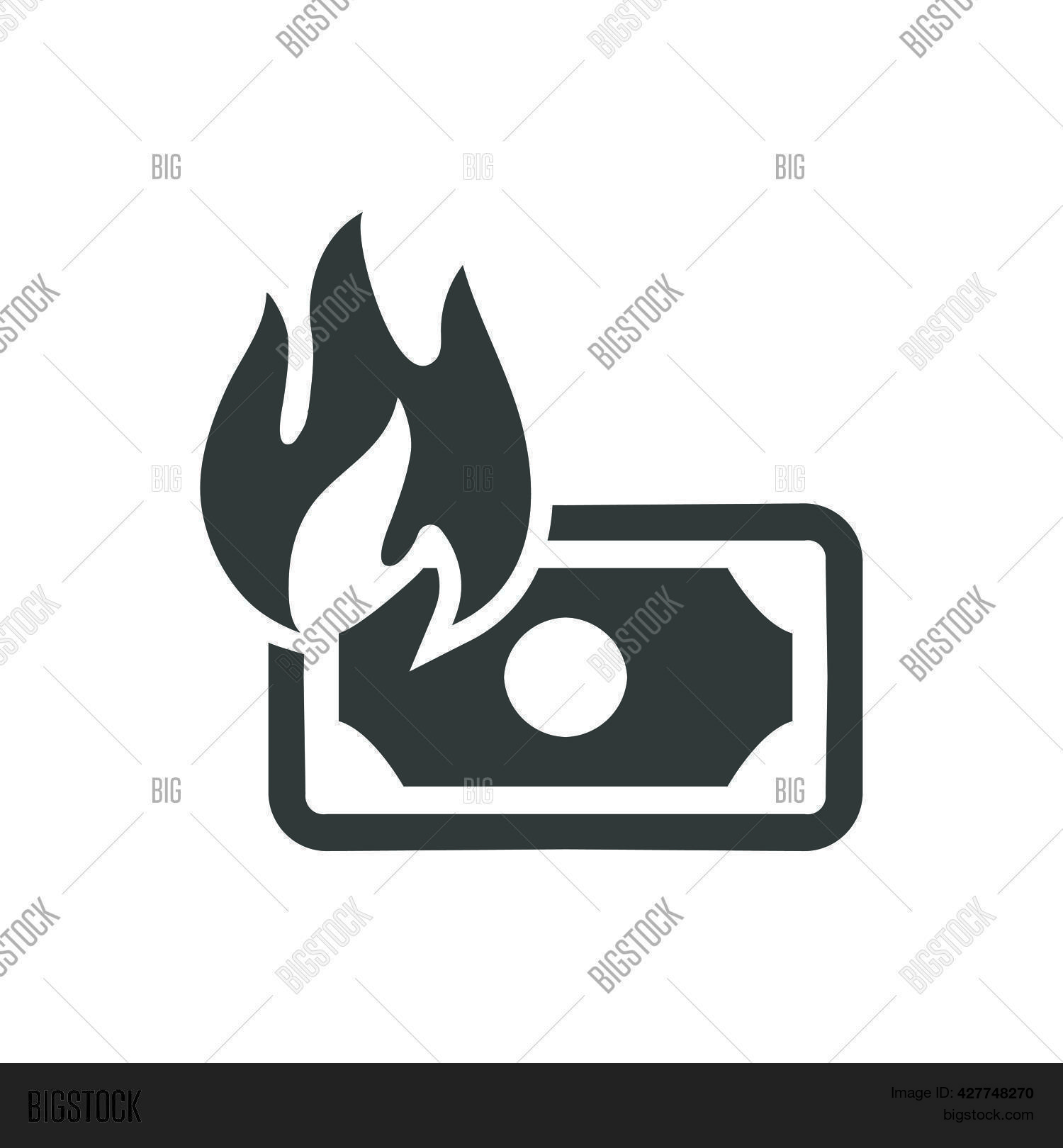 Money Burning Icon. Vector & Photo (Free Trial) | Bigstock