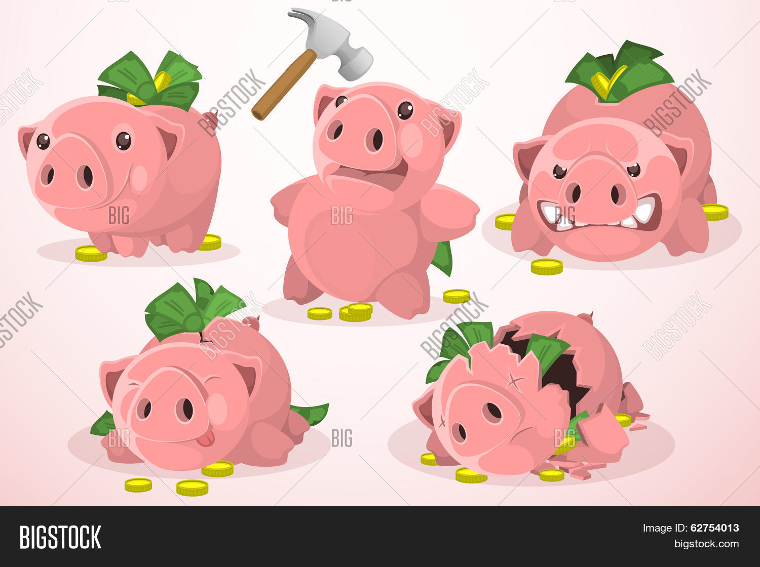 Set Piggy Bank Vector & Photo (Free Trial) | Bigstock