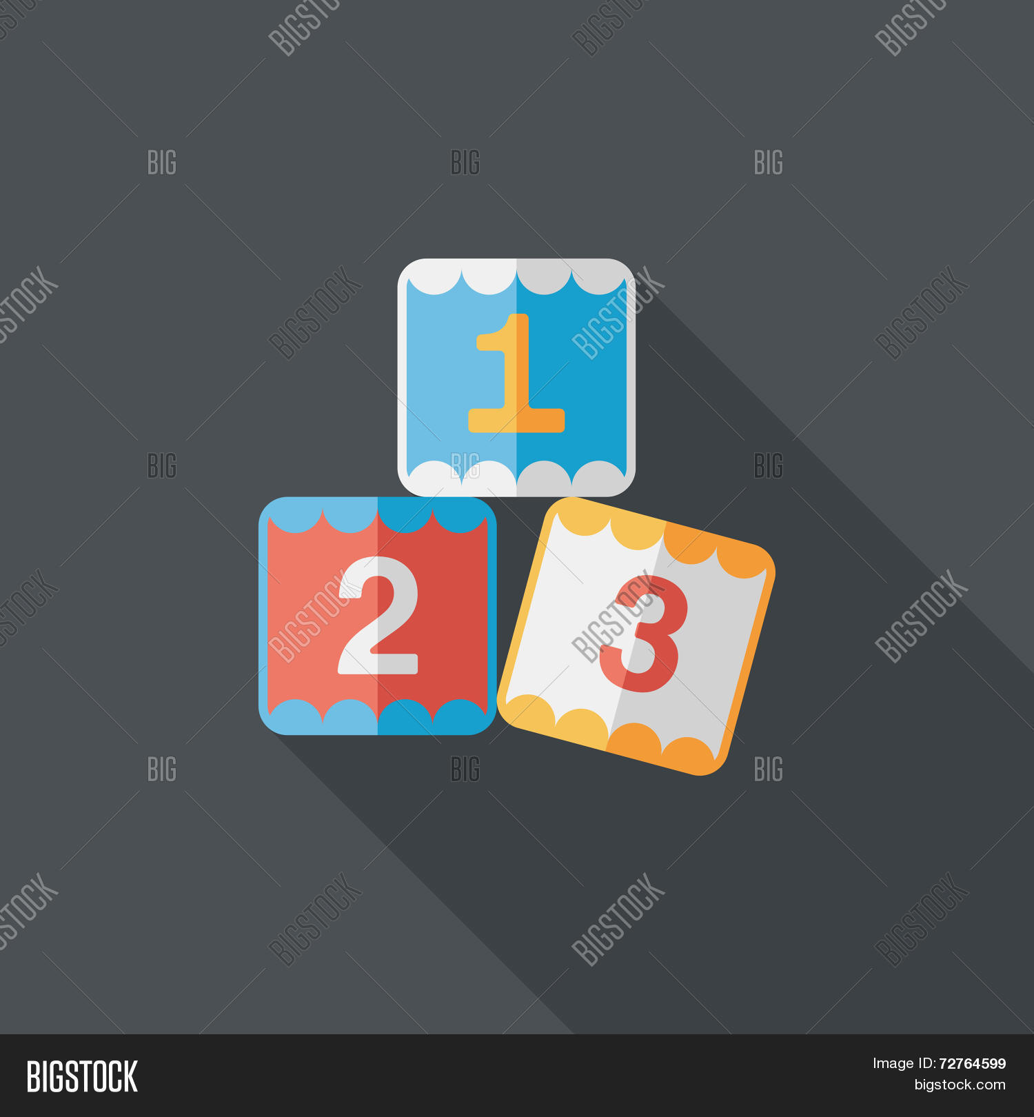 123 Blocks Flat Icon Vector & Photo (Free Trial) | Bigstock