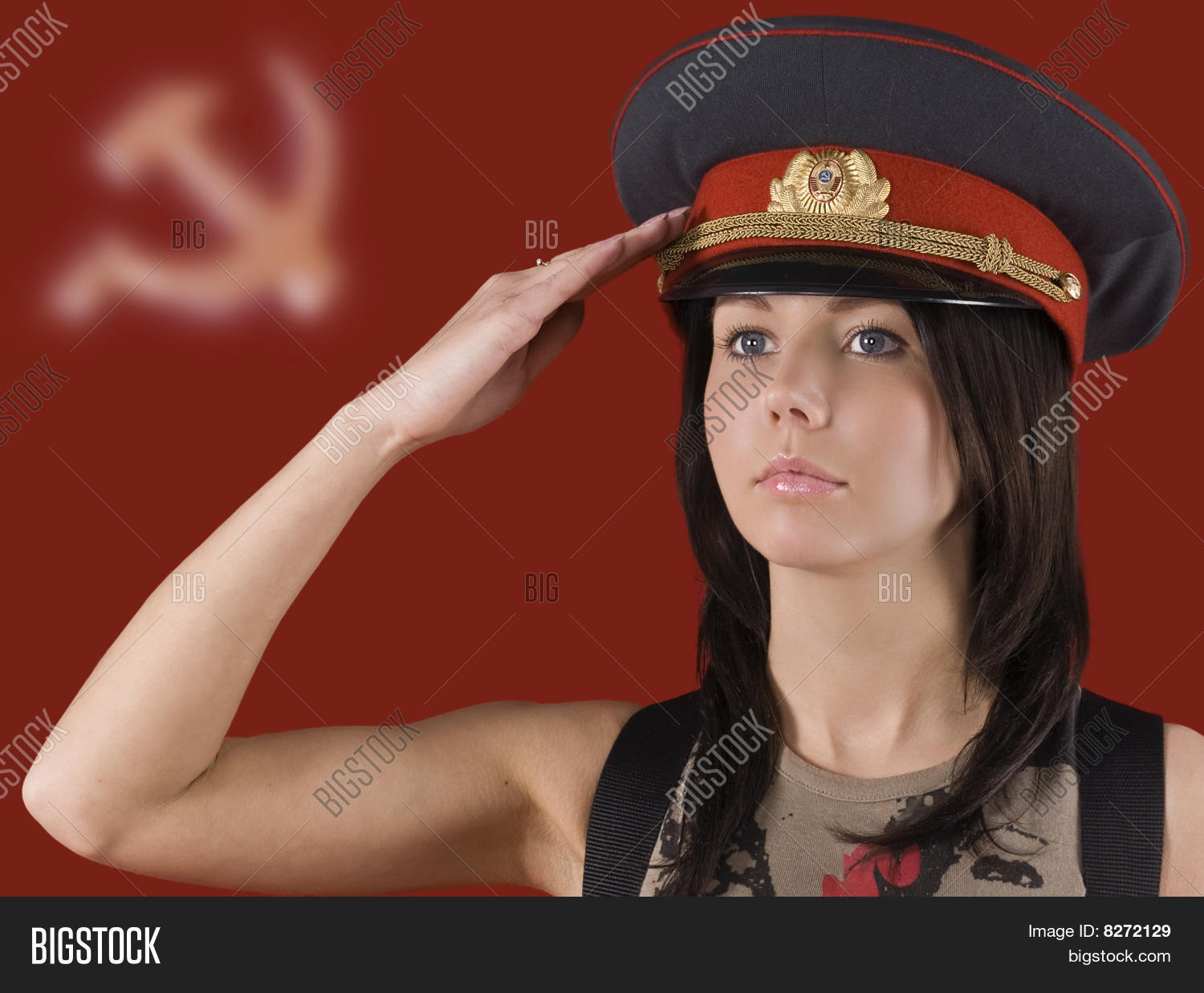 Girl Militia Cap On Image & Photo (Free Trial) | Bigstock