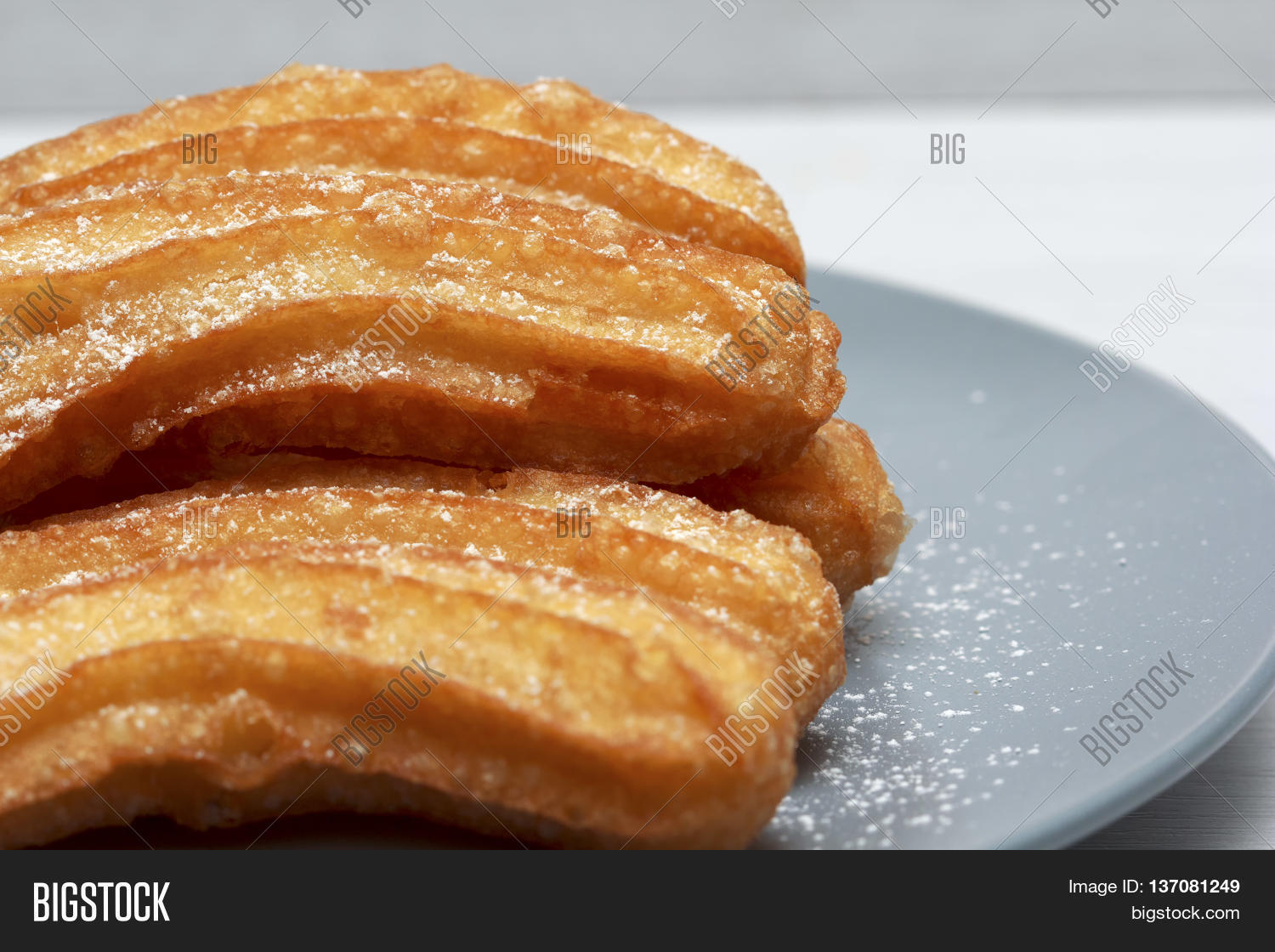 Churros On Blue Plate Image & Photo (Free Trial) | Bigstock