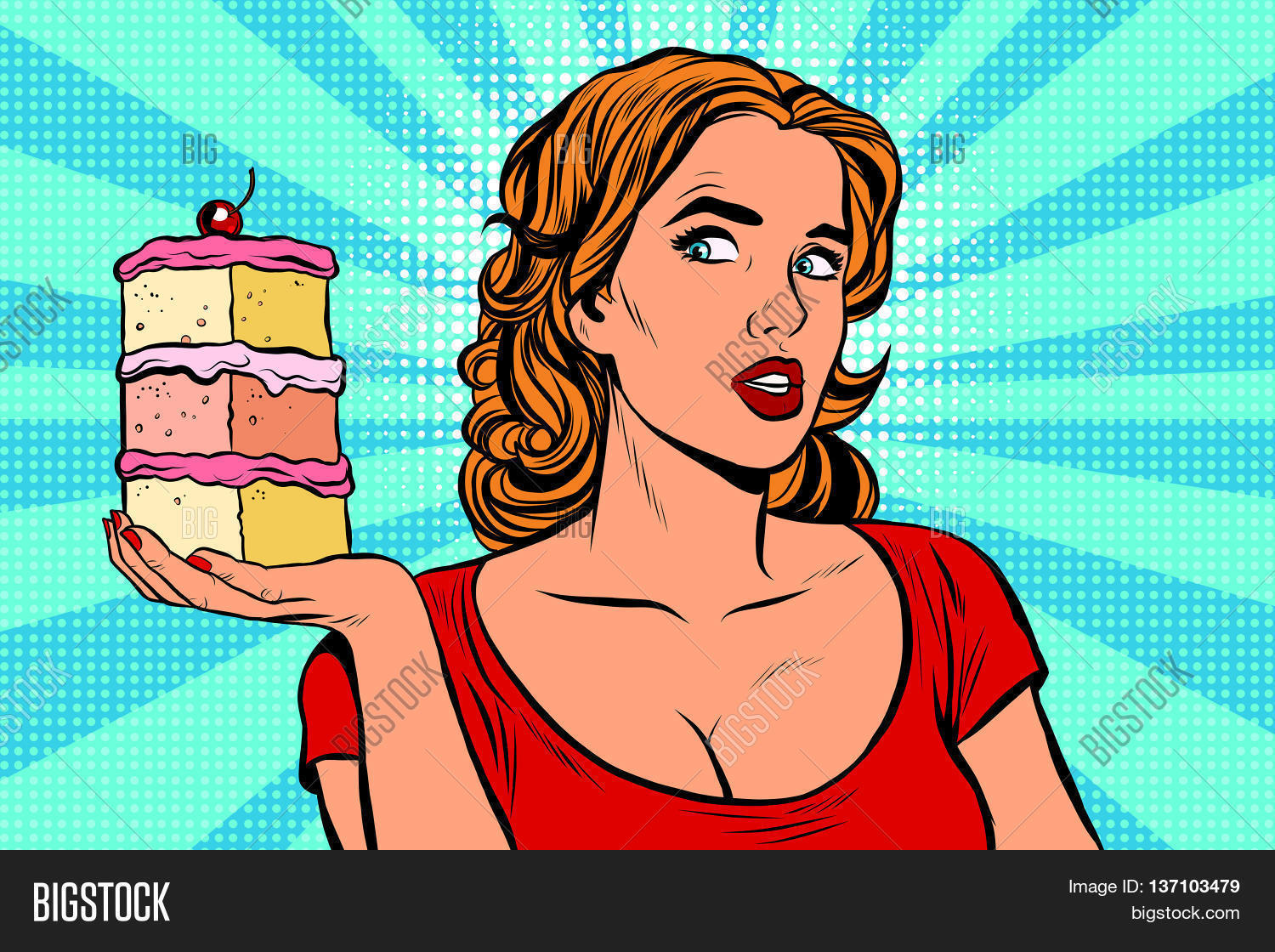 Pop Art Girl Diet Vector & Photo (Free Trial) | Bigstock