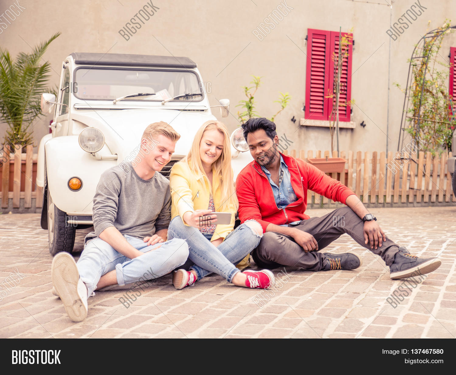 Three Friends Taking Image & Photo (Free Trial) | Bigstock