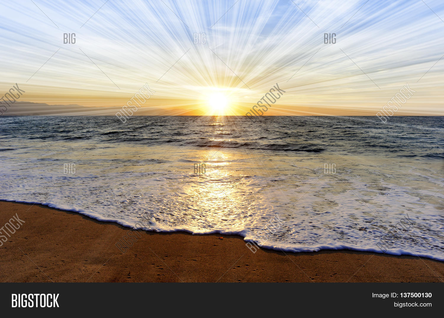 Ocean Sunset Sun Rays Image & Photo (Free Trial) | Bigstock