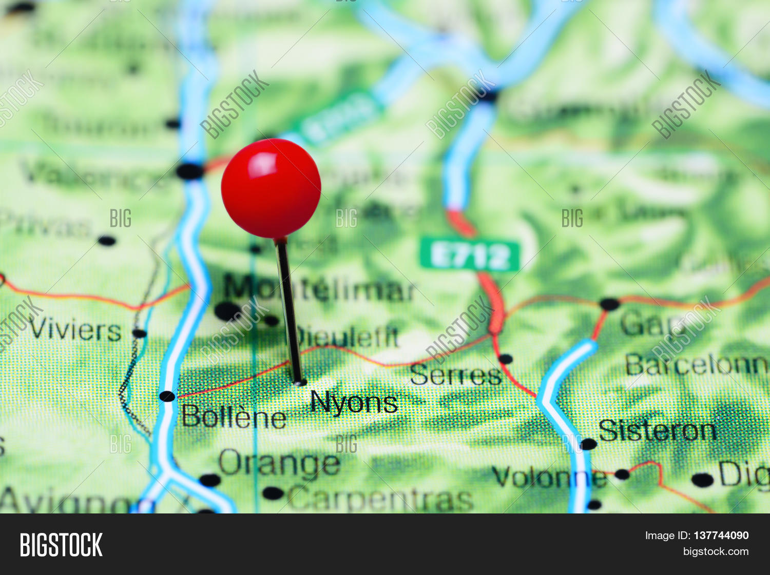 Nyons Pinned On Map Image & Photo (Free Trial) | Bigstock