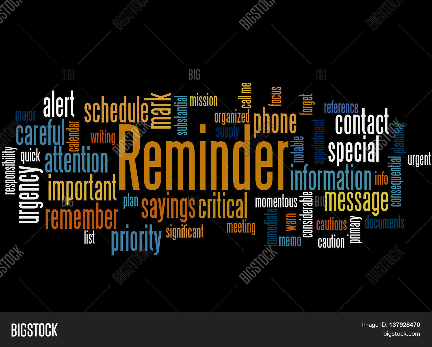 Reminder, Word Cloud Image & Photo (Free Trial) | Bigstock