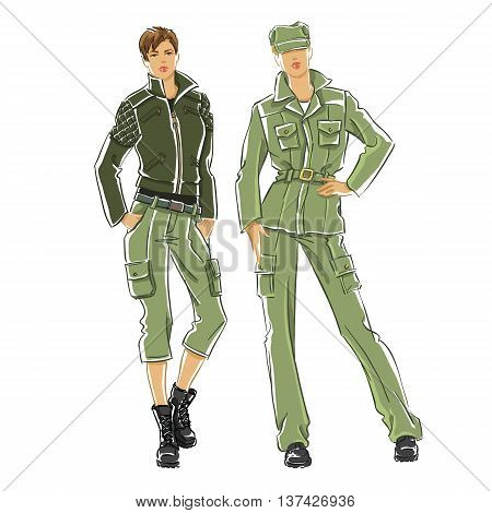 Sketch Woman Military Vector & Photo (Free Trial) | Bigstock