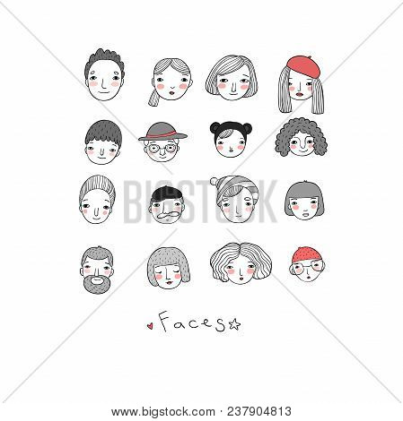 Different Faces. Hand Vector & Photo (Free Trial) | Bigstock