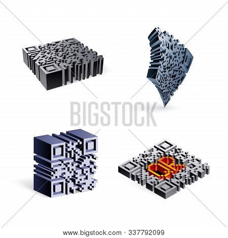 Set 3d Qr Code. Icons Vector & Photo (Free Trial) | Bigstock