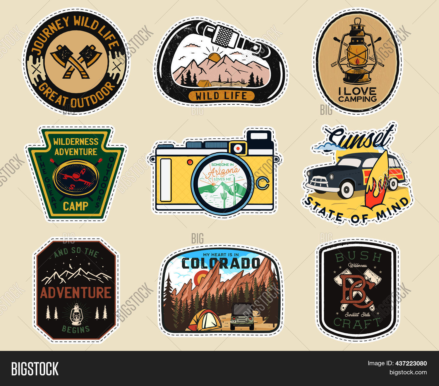 Vintage Camp Patches Image & Photo (Free Trial) | Bigstock