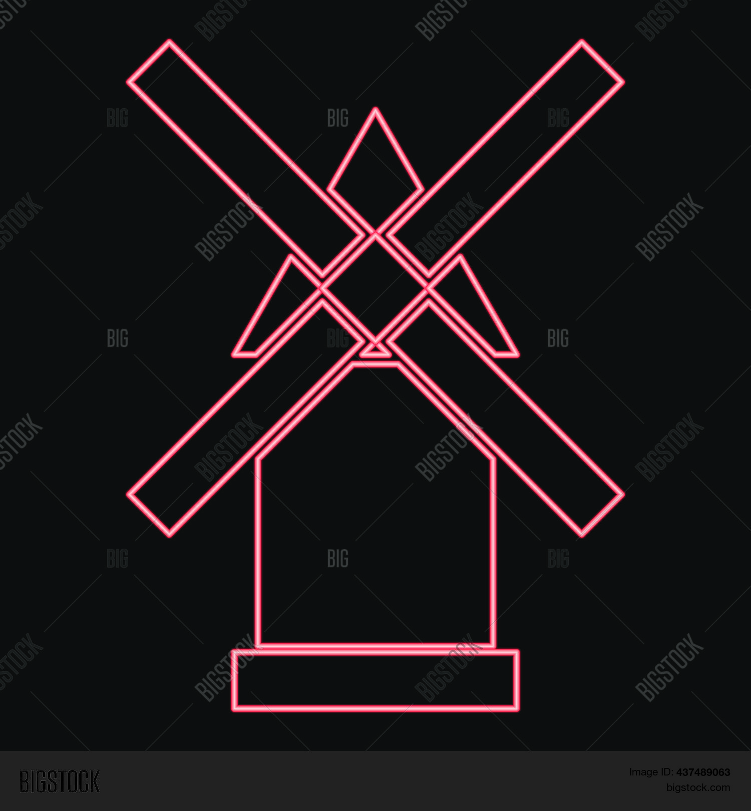 Neon Windmill Red Vector & Photo (Free Trial) | Bigstock