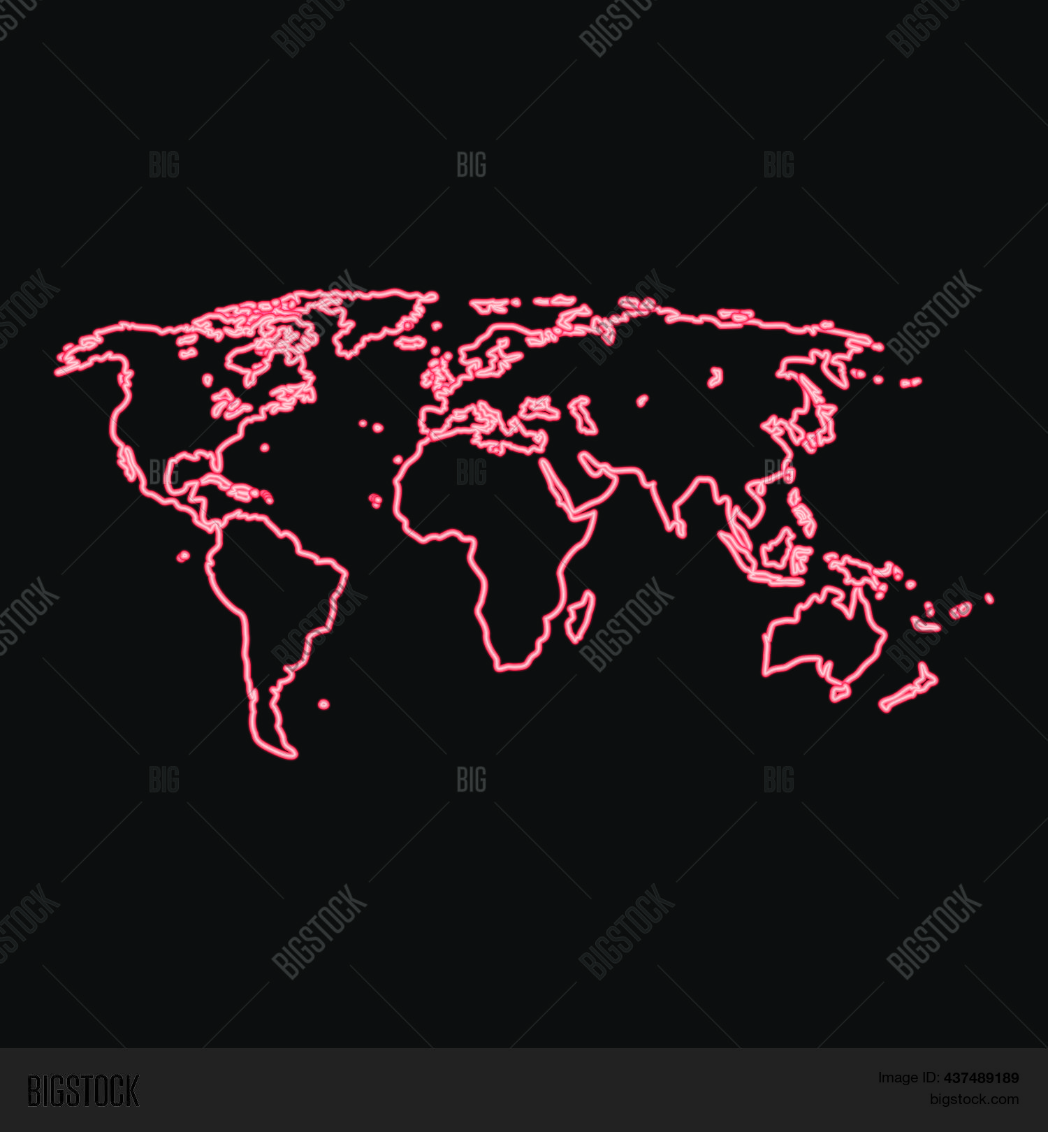Neon World Map Red Vector & Photo (Free Trial) | Bigstock