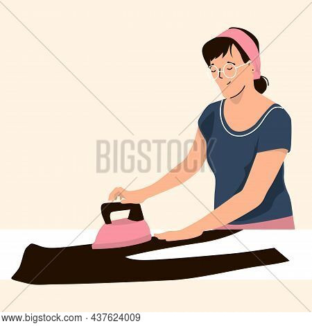 Woman Ironing Clothes Vector & Photo (Free Trial) | Bigstock