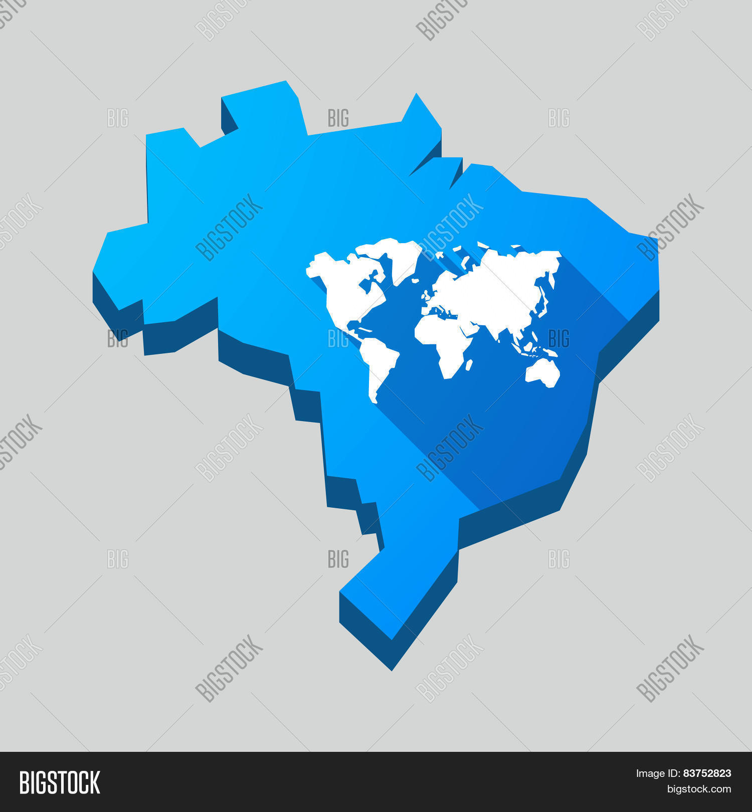 Blue Brazil Map World Vector & Photo (Free Trial) | Bigstock