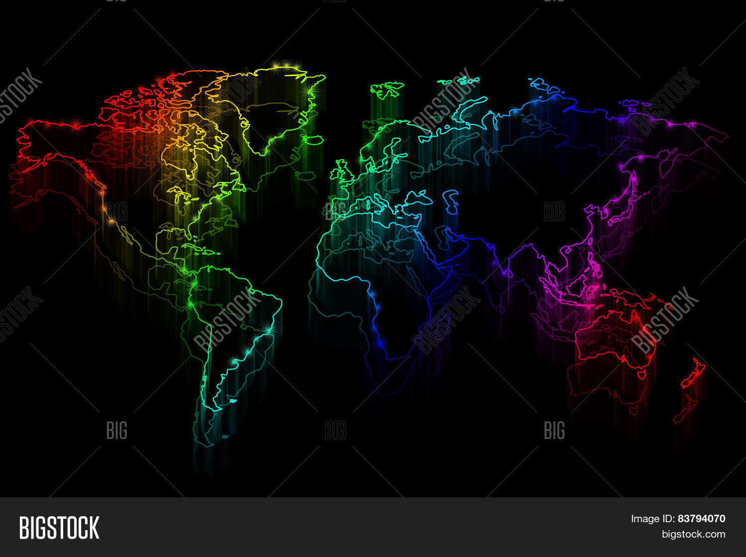 Neon Outline Map World Image & Photo (Free Trial) | Bigstock