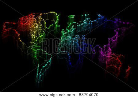 Neon Outline Map World Image & Photo (Free Trial) | Bigstock