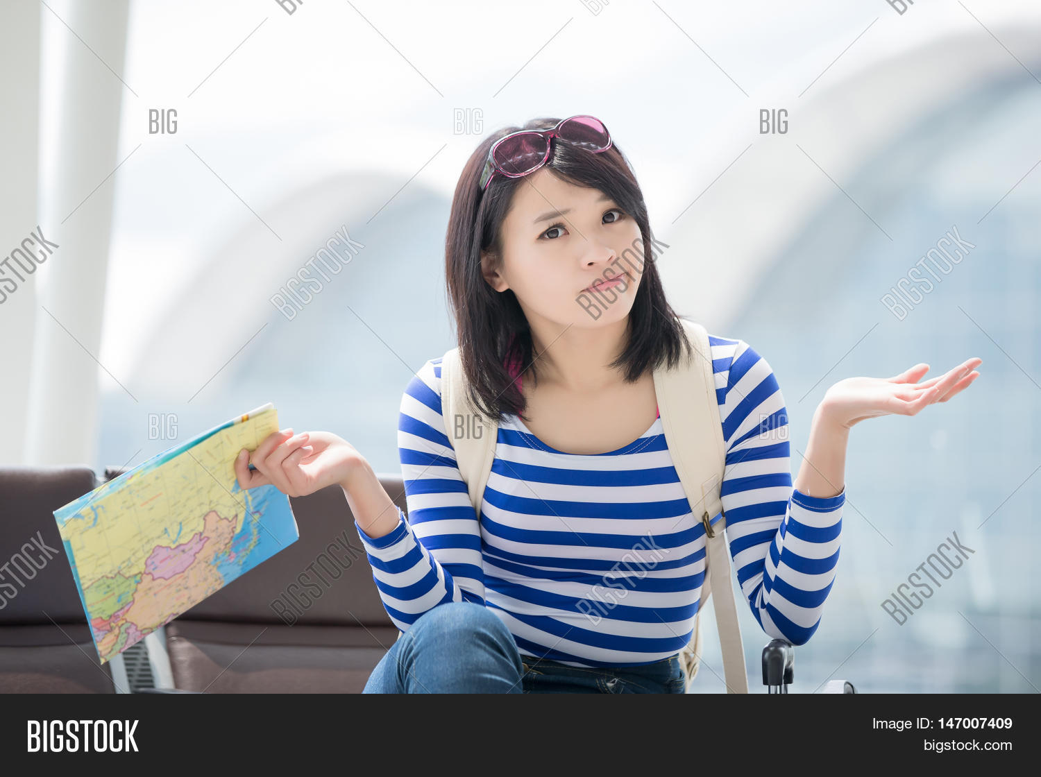 Beauty Woman Take Map Image & Photo (Free Trial) | Bigstock