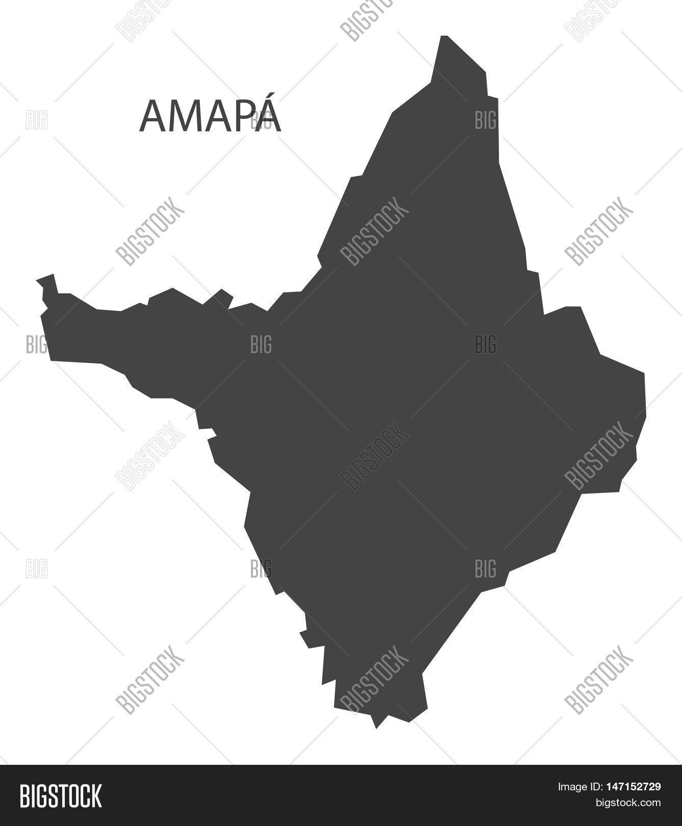 Amapa Map Grey Brazil Vector & Photo (Free Trial) | Bigstock