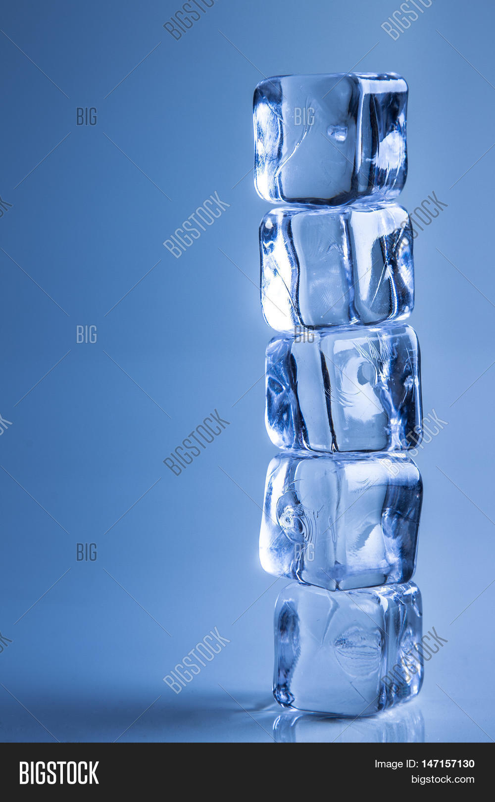 Five Ice Cubes On Blue Image & Photo (Free Trial) | Bigstock