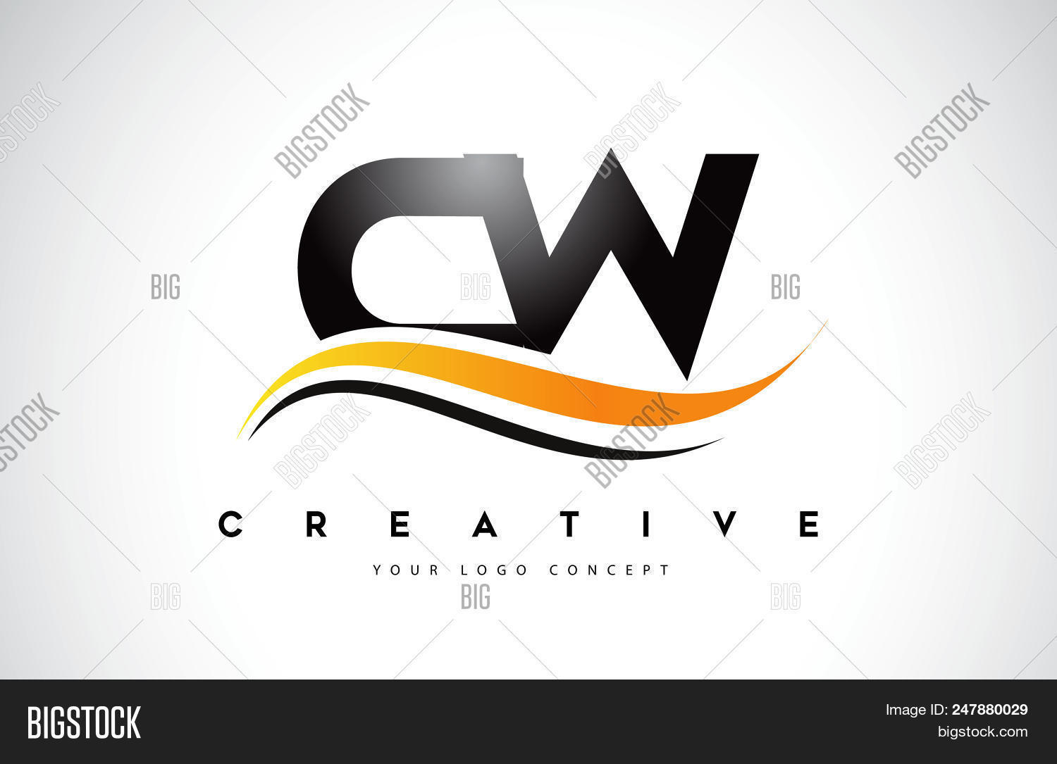 Cw C W Swoosh Letter Vector & Photo (Free Trial) | Bigstock