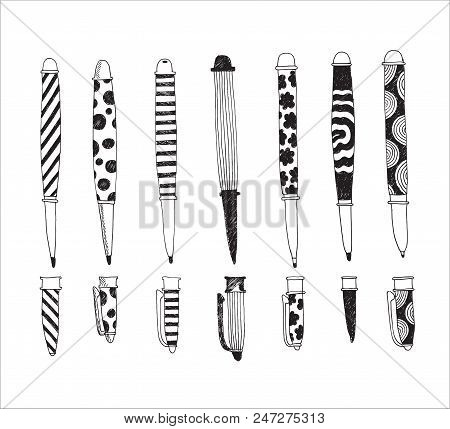Set Hand Drawn Pens Vector & Photo (Free Trial) | Bigstock